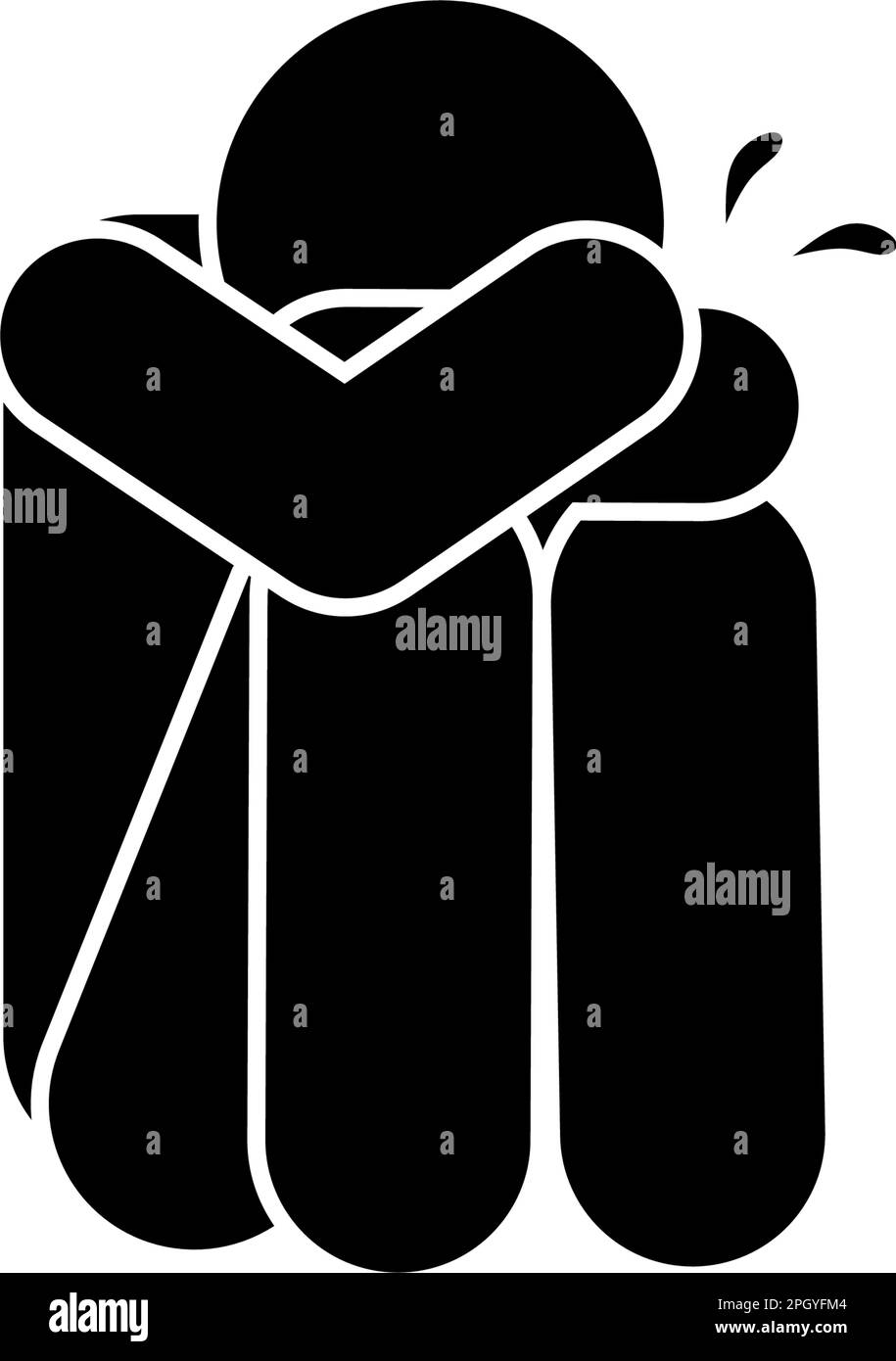 man crying icon over white background, silhouette style, vector ...
