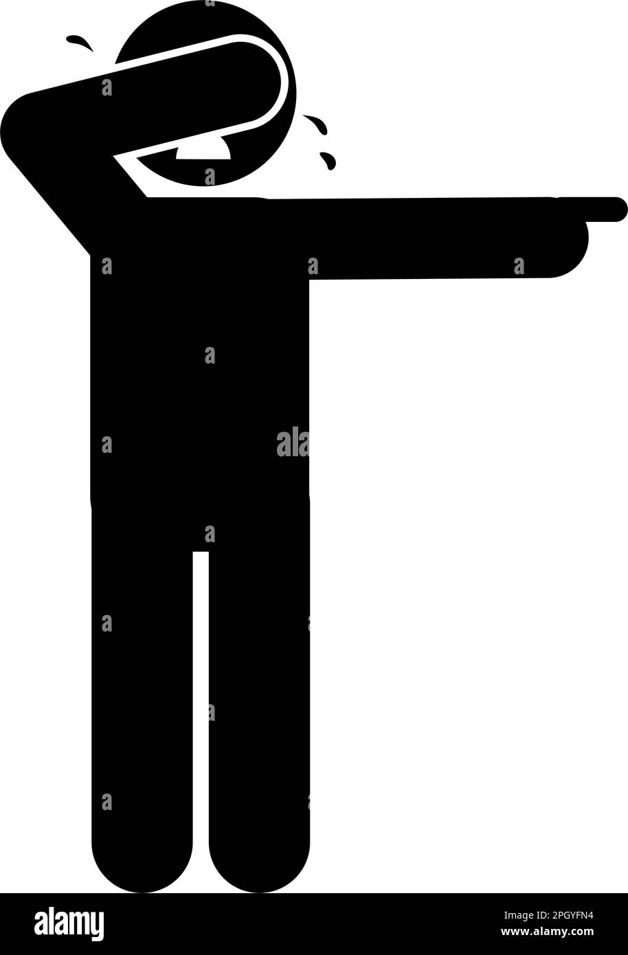 man crying icon over white background, silhouette style, vector ...