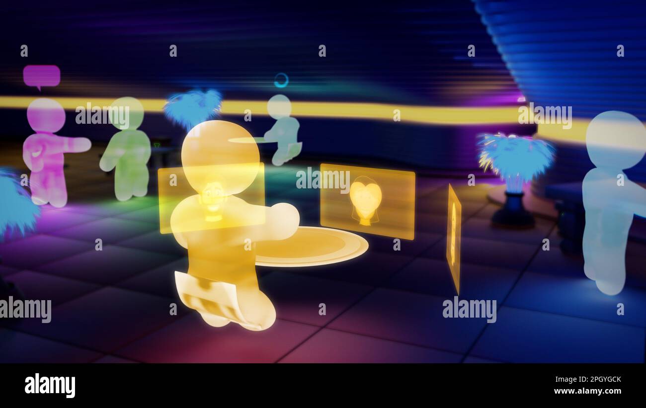 virtual reality avatar of person is using dating site - industrial 3D ...