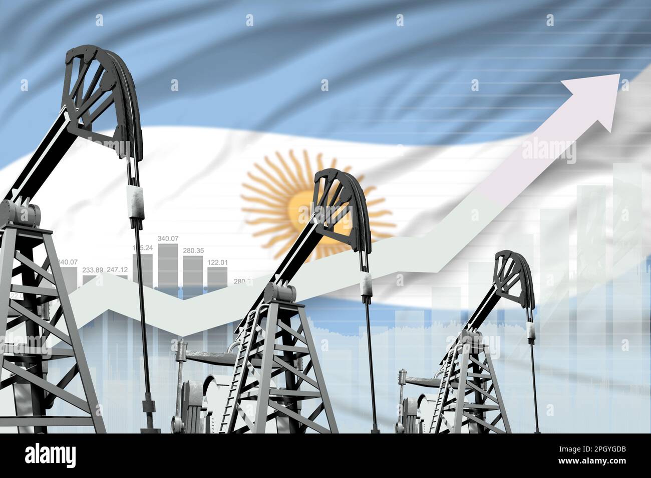 Argentina oil industry concept, industrial illustration - rising up ...