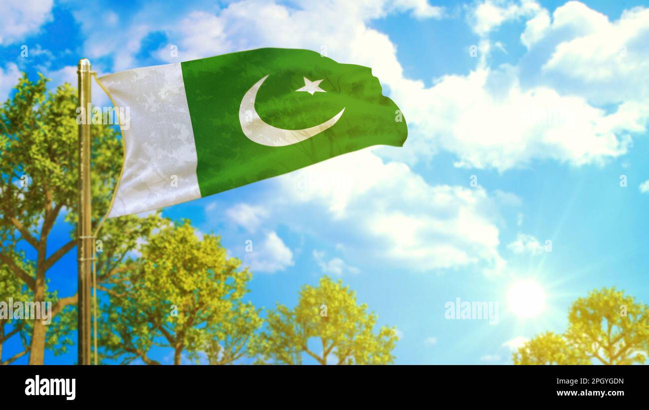 flag of Pakistan at sunny day, peaceful summer symbol - nature 3D ...