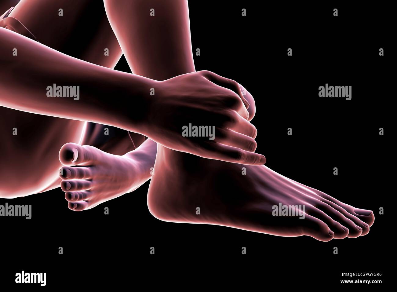 Man with ankle pain, illustration Stock Photo - Alamy