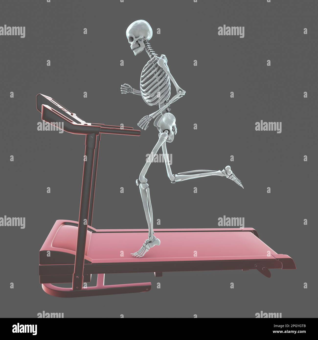 Skeleton running on a treadmill, illustration Stock Photo - Alamy