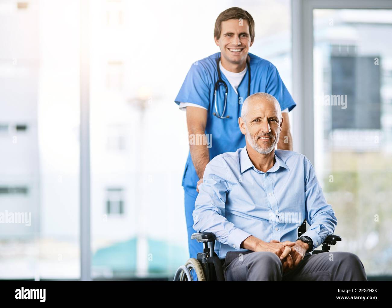 His patience means a lot to me. Portrait of a male nurse caring for a ...