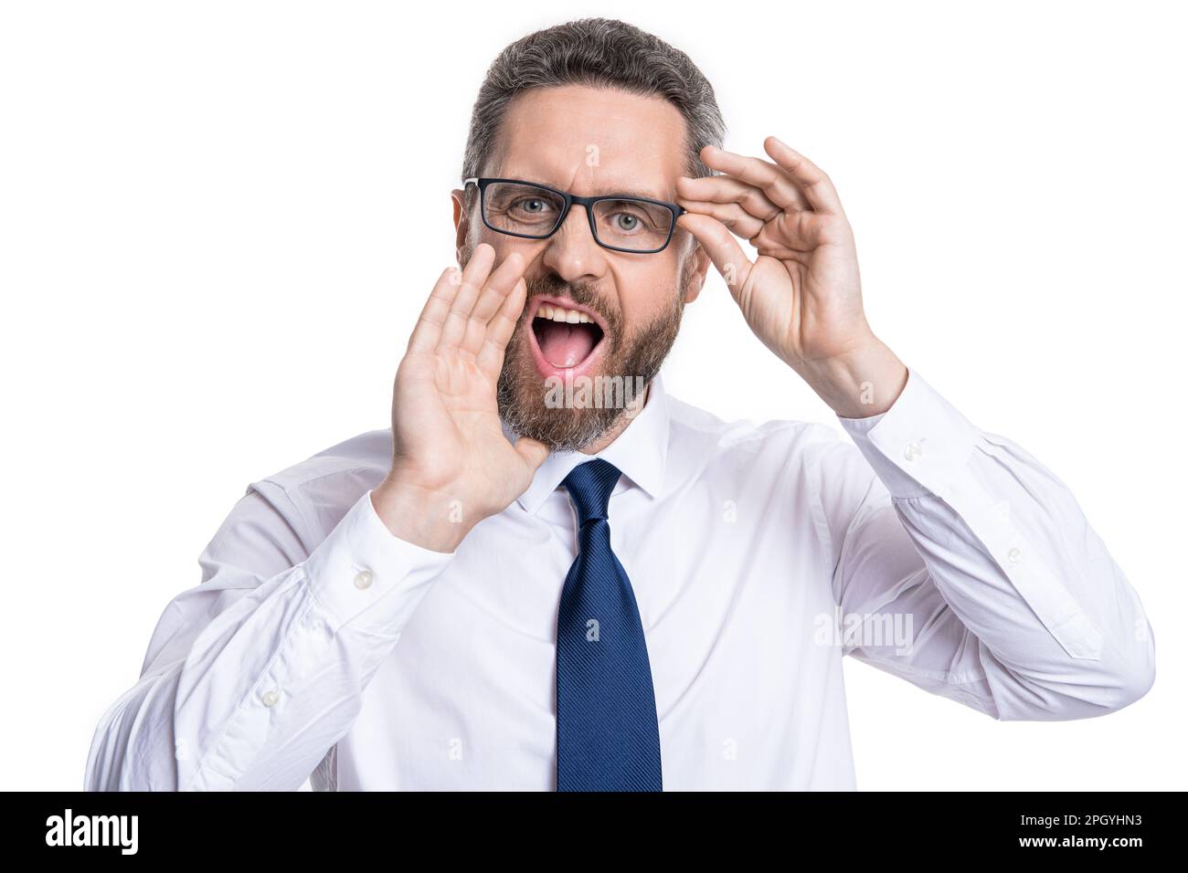 man shouting isolated on white. man shouting at studio. man shouting on ...