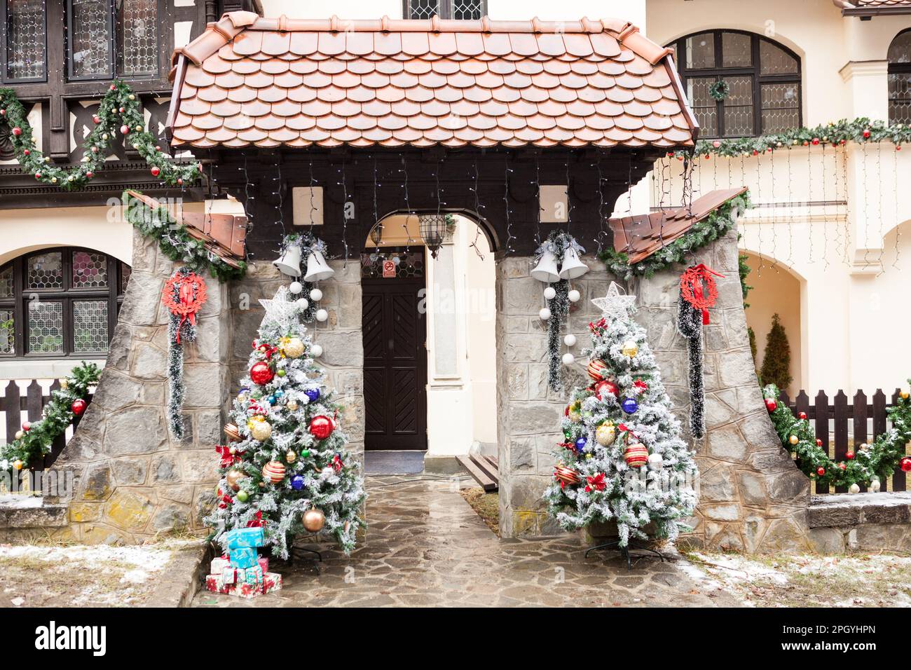 Pelisor Castle from Sinaia, Romania. Medieval castle Stock Photo - Alamy