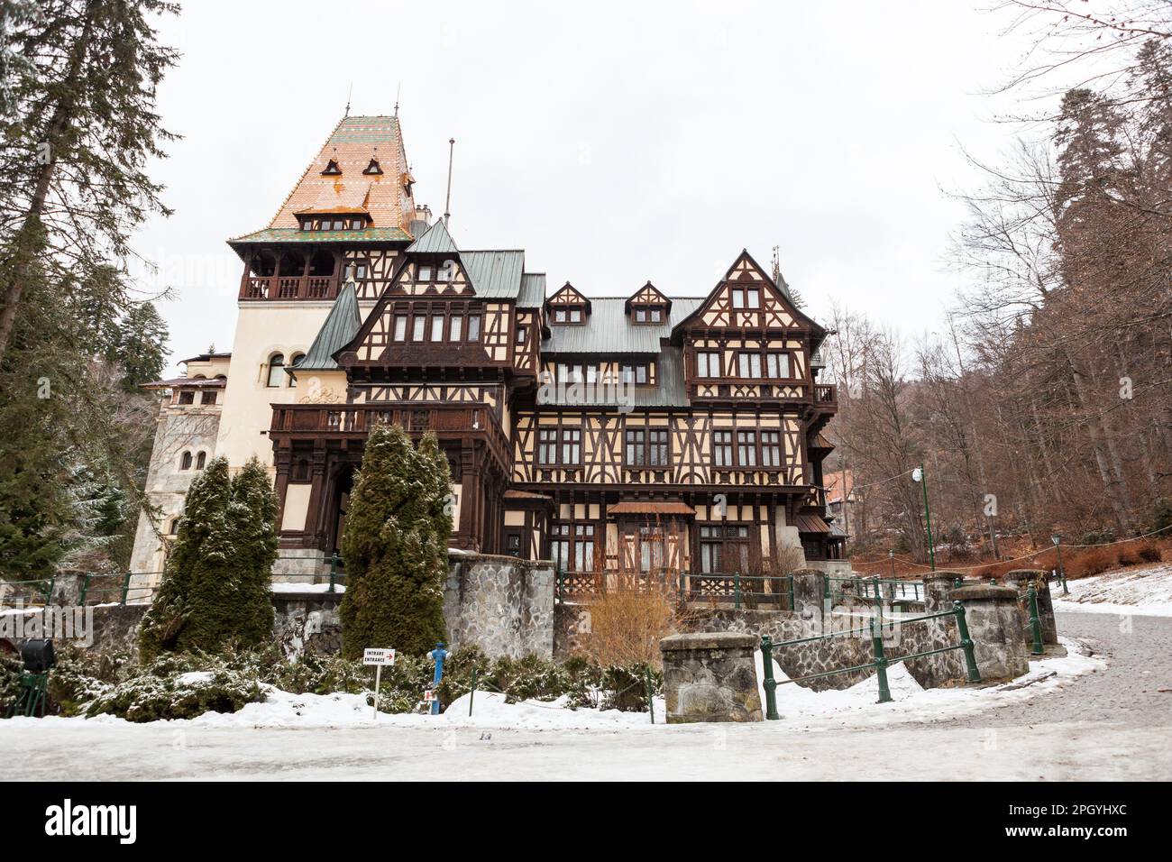 Pelisor Castle from Sinaia, Romania. Medieval castle Stock Photo - Alamy