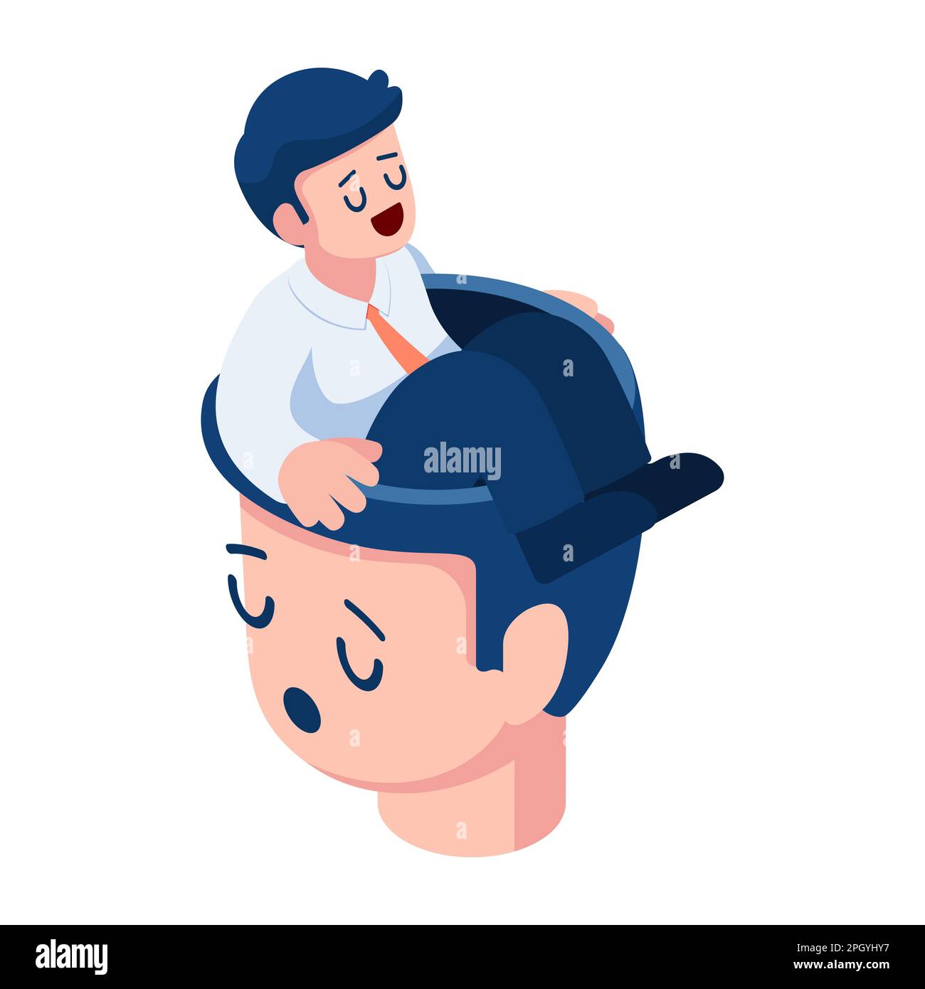 Flat 3d Isometric Businessman Relaxing Inside His Head. Coffee Break ...