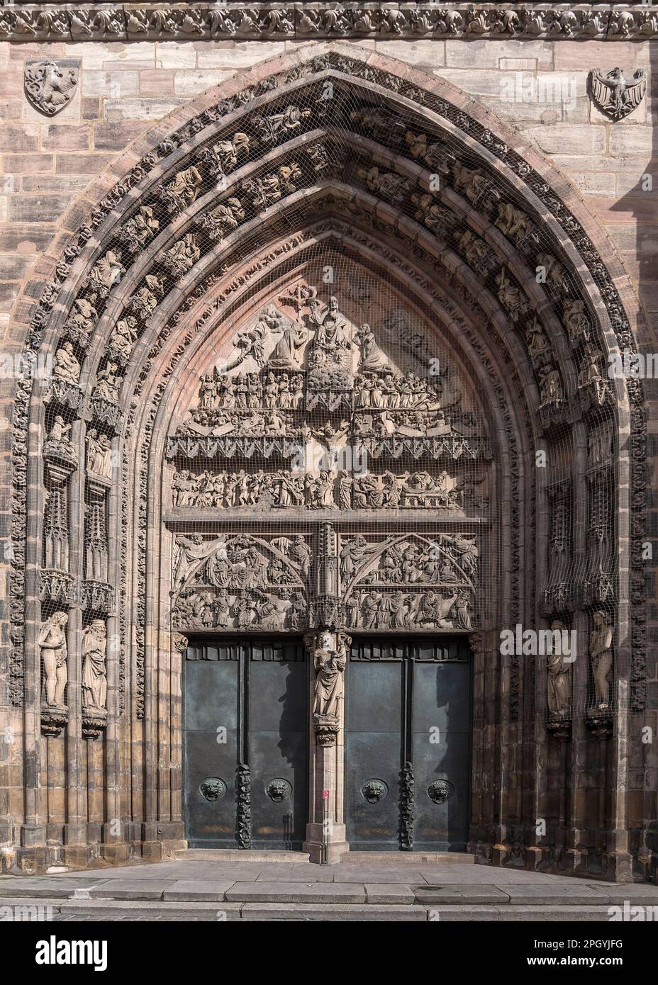 Gothic main portal of the Lorenzkirche, Nuremberg, Middle Franconia ...