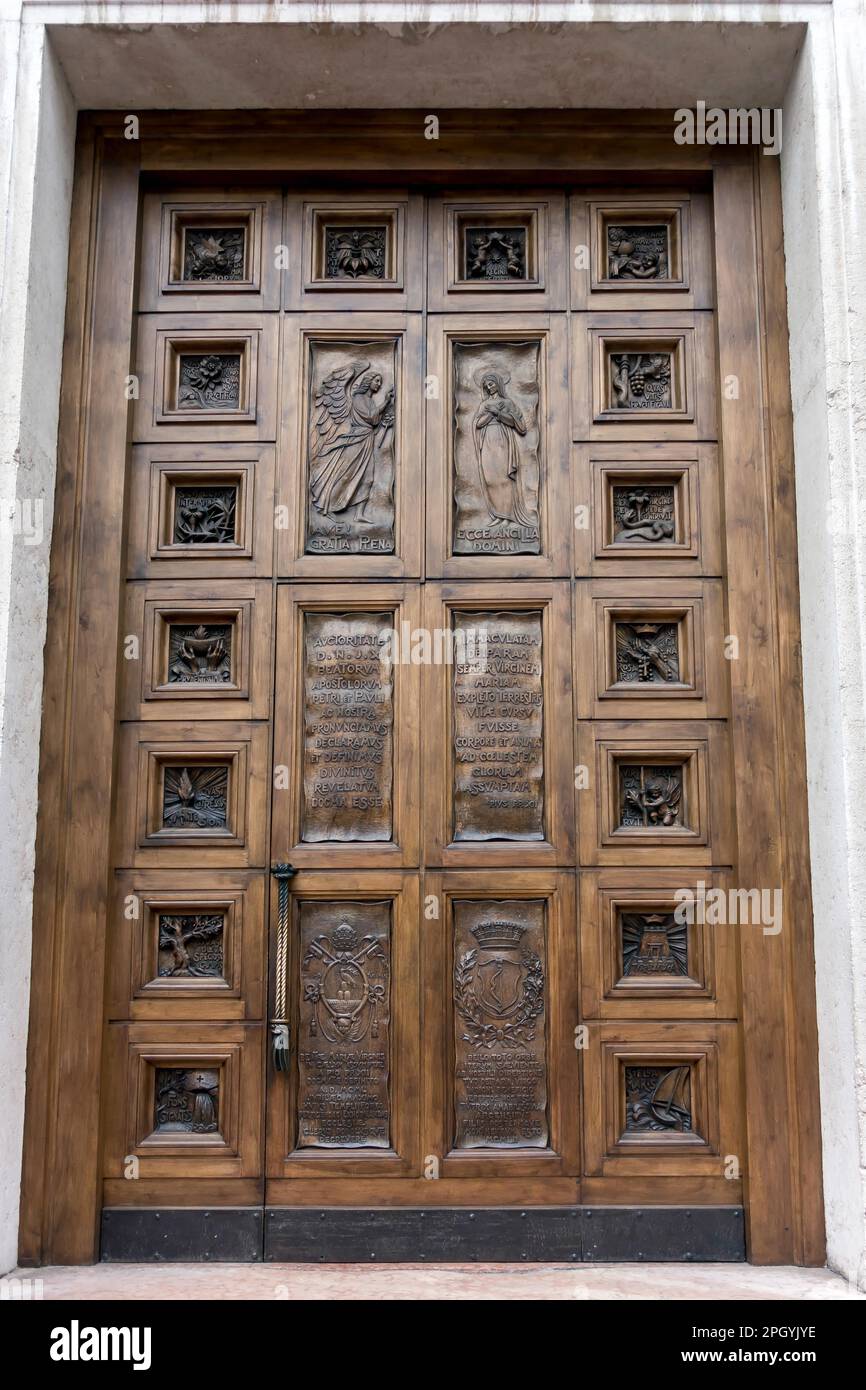 Wooden Door of the Collegiate Church in Arco Trentino Italy Stock Photo ...