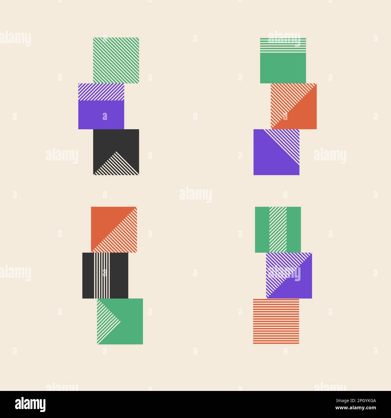 Towers from brutalism design geometric shapes. Vector illustration set ...