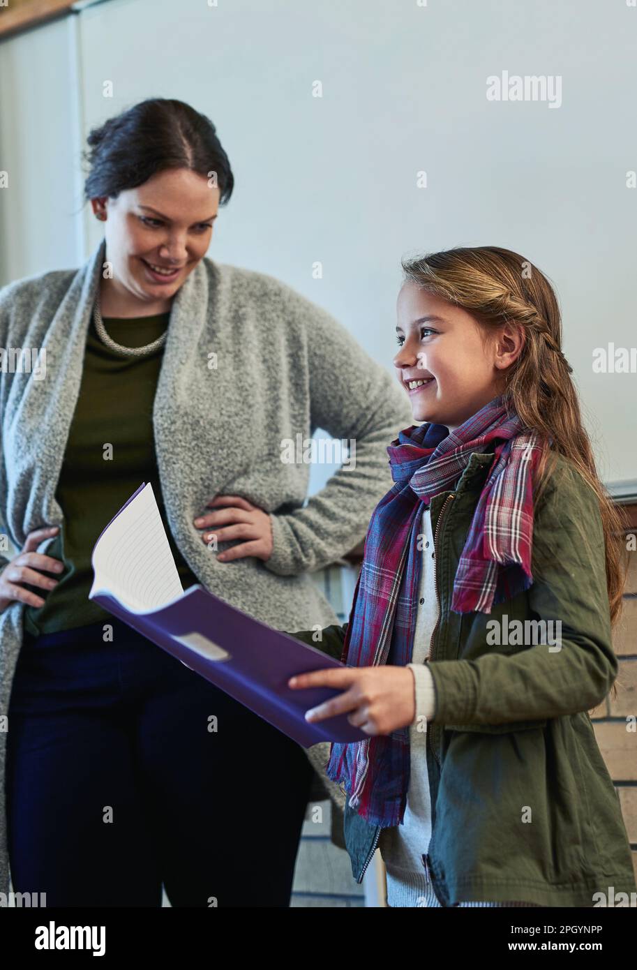 Shes not shy to speak in front of an audience. an elementary school ...