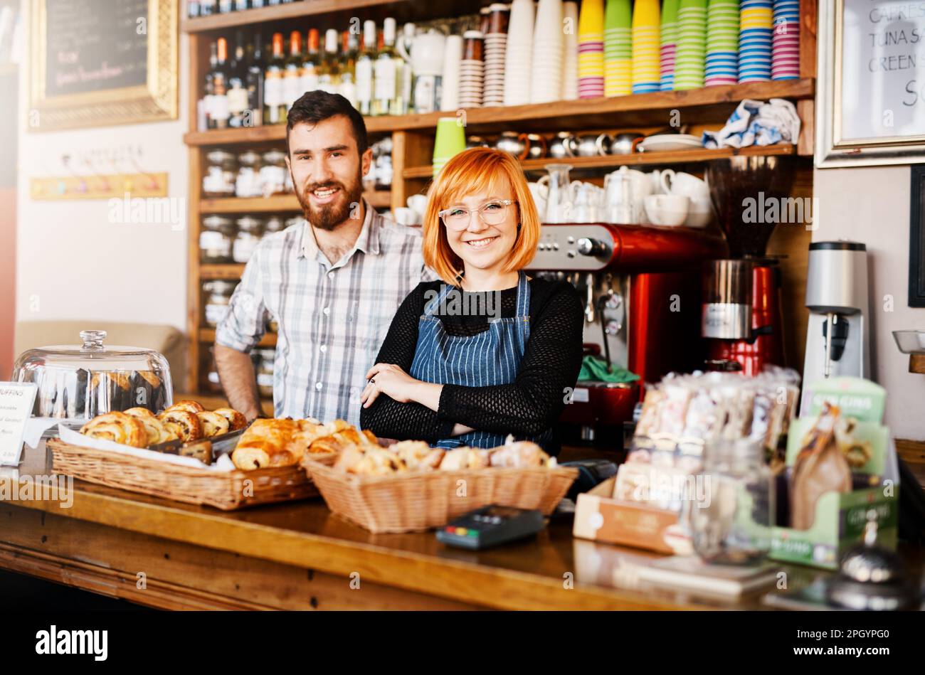 We have a big variety to choose from. co-owners of a coffee shop ...