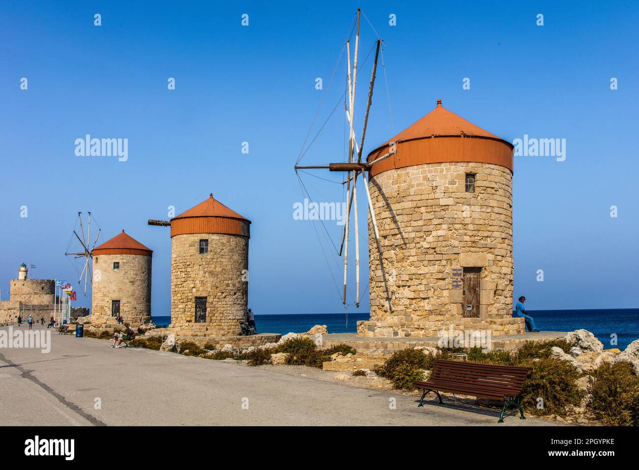 Greece rhodes city windmills hi-res stock photography and images - Alamy