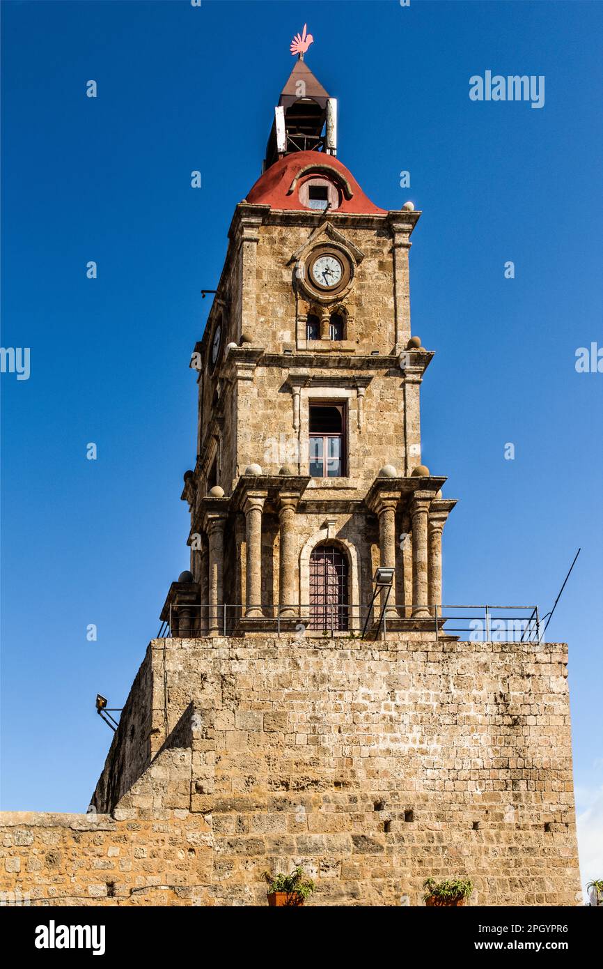 Clock Tower, Roloi, 7th century, Rhodes Town, Greece Stock Photo - Alamy