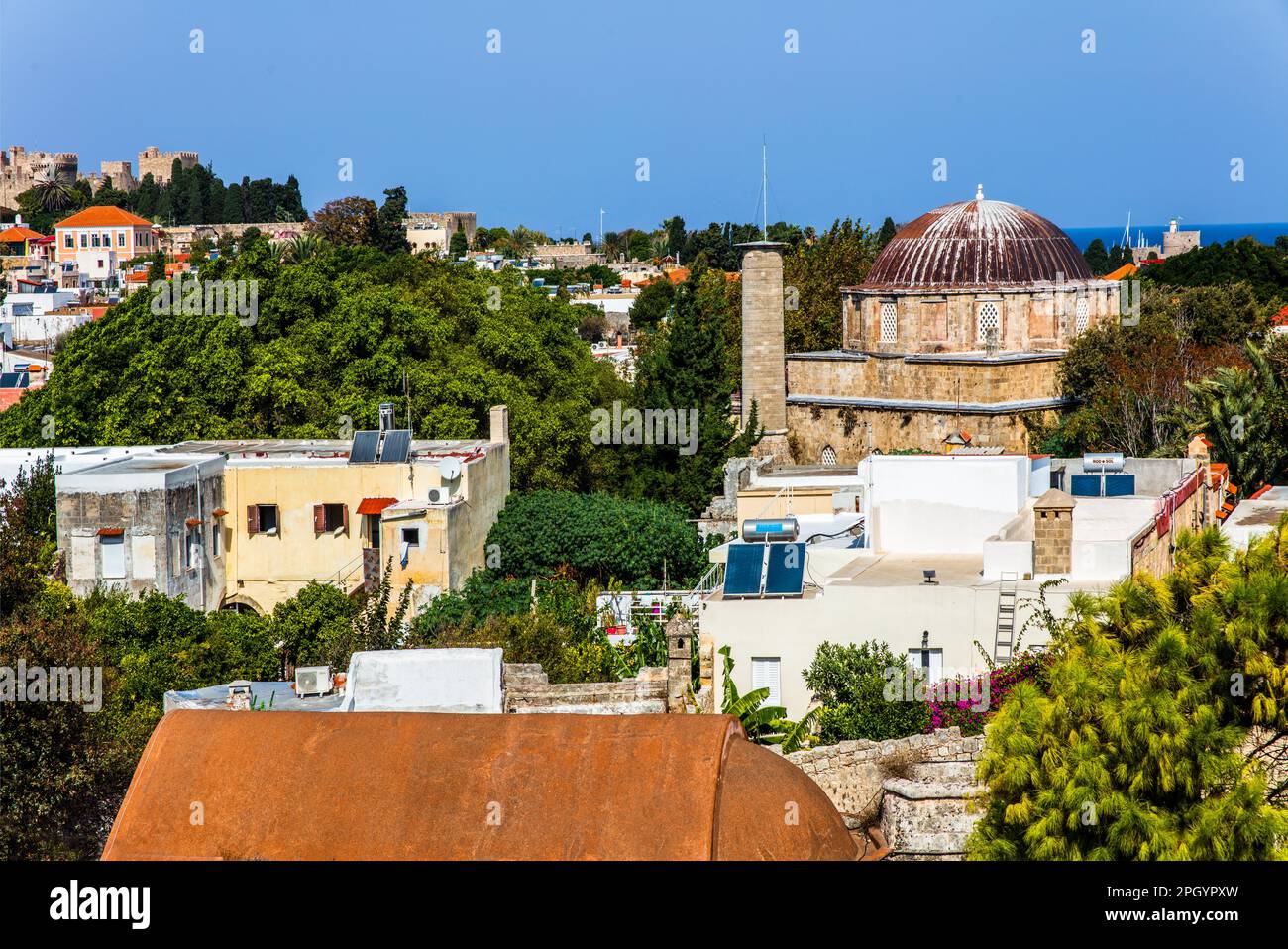 View over the old town alleys with Recep Pasha Mosque, 16th century ...