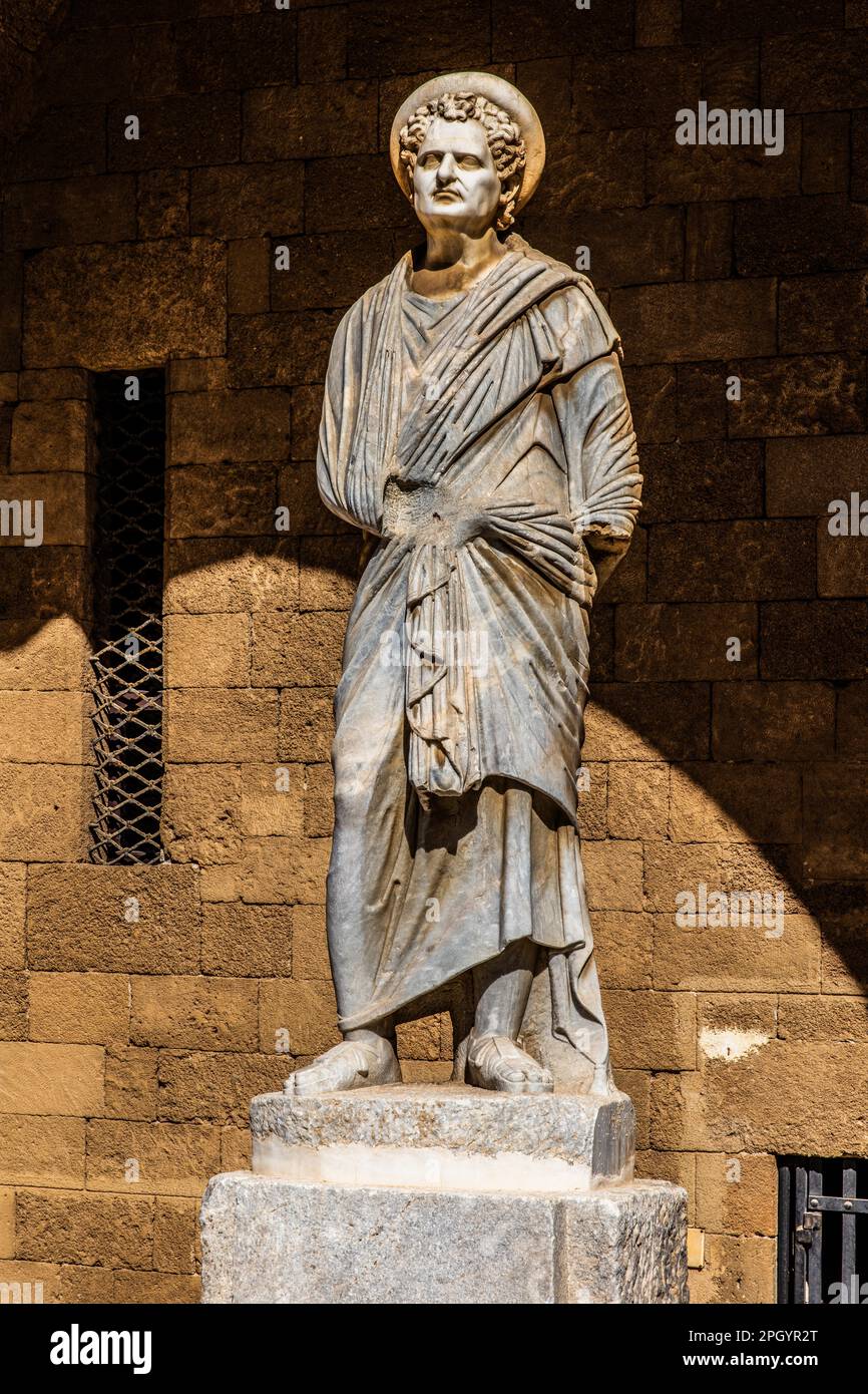 Inner courtyard surrounded by arcades with statues from Hellenistic and ...