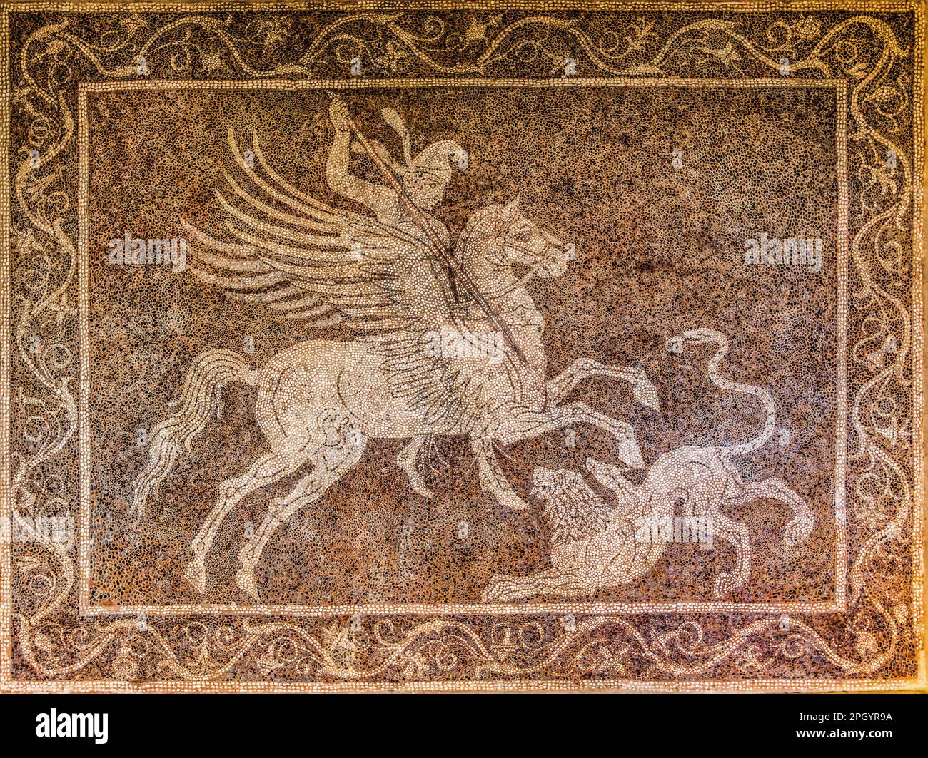 Mosaic floor with Bellerophon and Chimaira, Archaeological Museum in ...