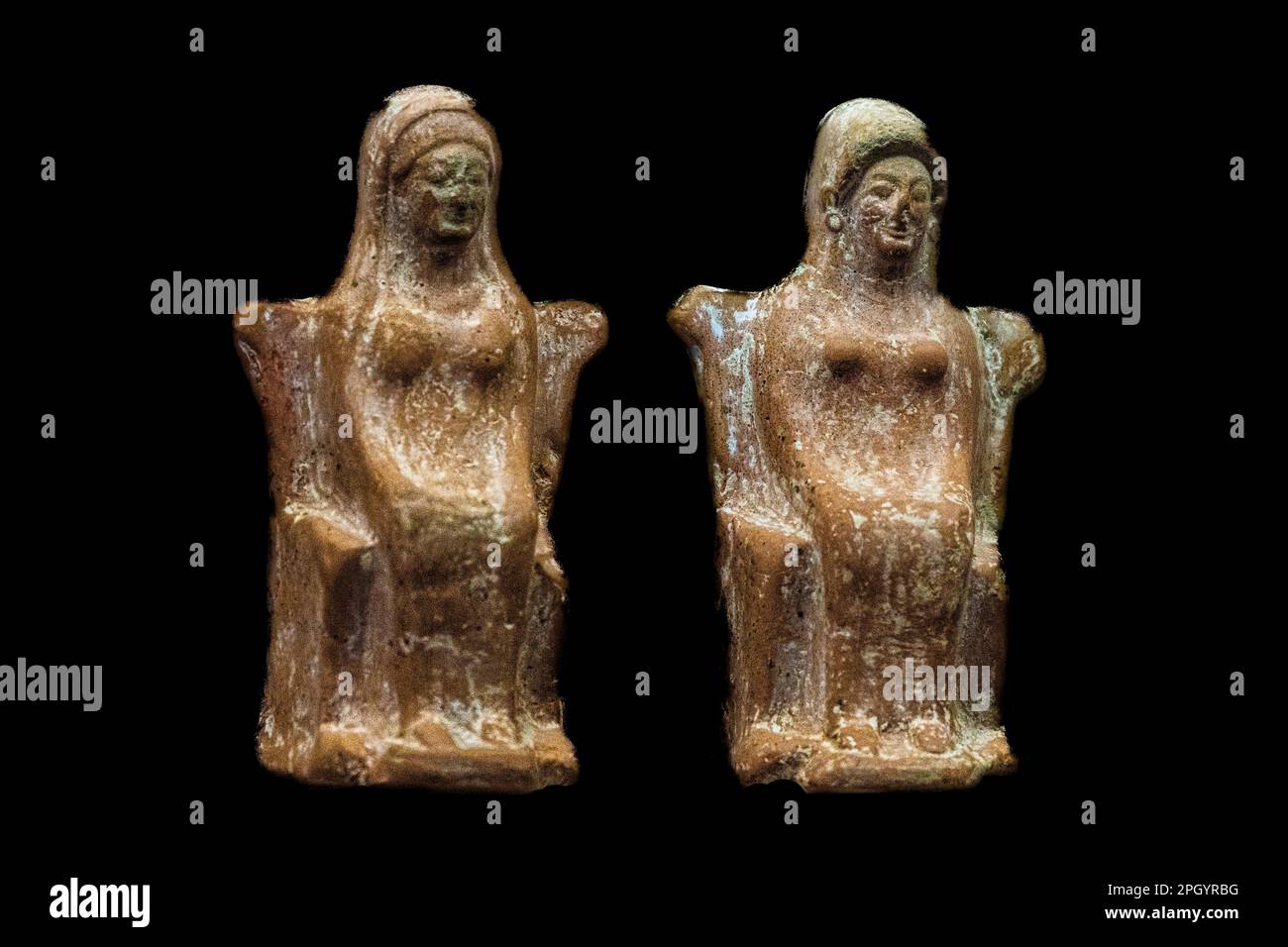 Female figures sitting on a throne, 500 BC, Macri Langoni ...