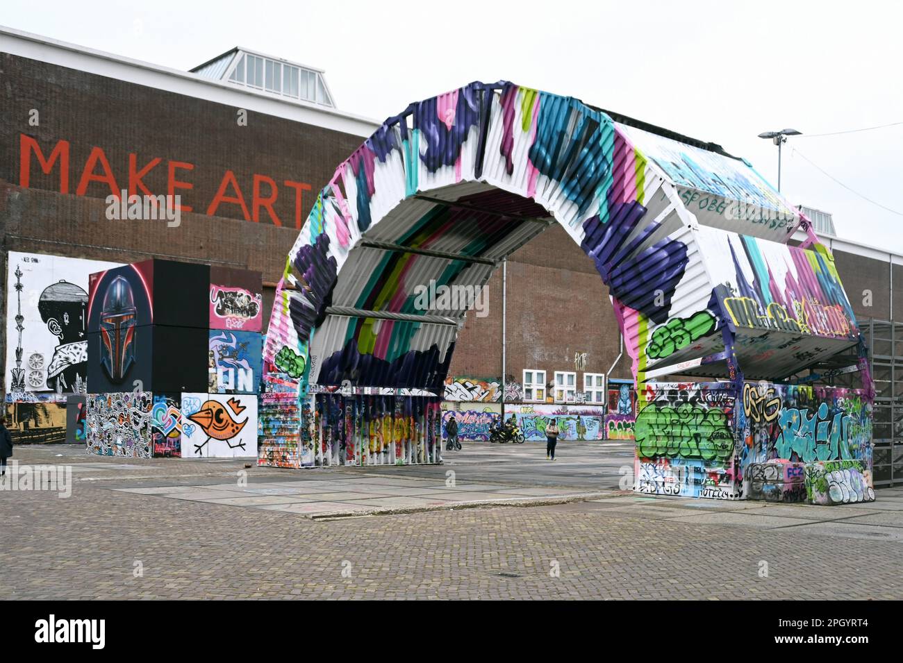 Container art and graffiti next to the Straat Museum, NDSM Plein ...