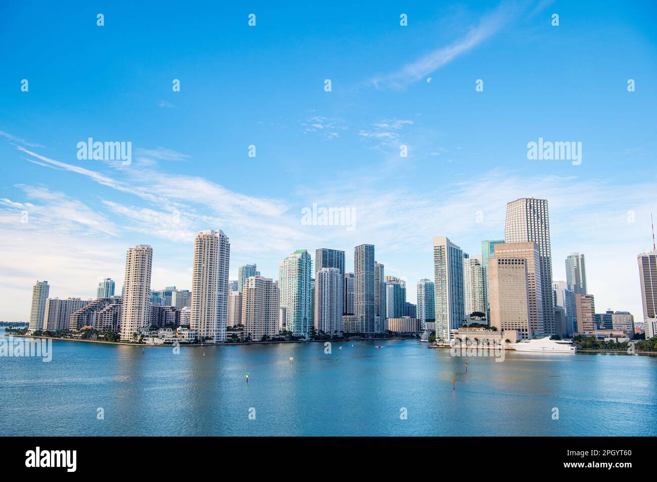 miami skyscraper skyline with horizon. photo of miami skyscraper ...