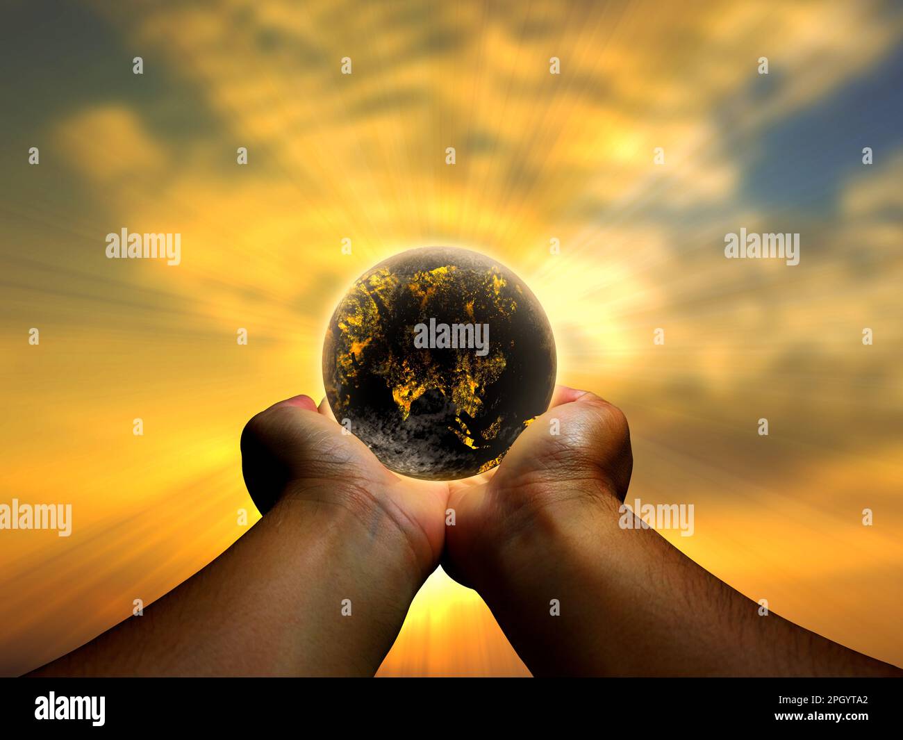 hand holding the earth save our planet concept Stock Photo - Alamy