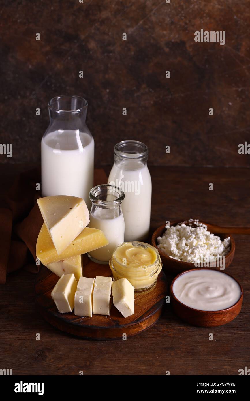farm dairy products, healthy super food Stock Photo - Alamy