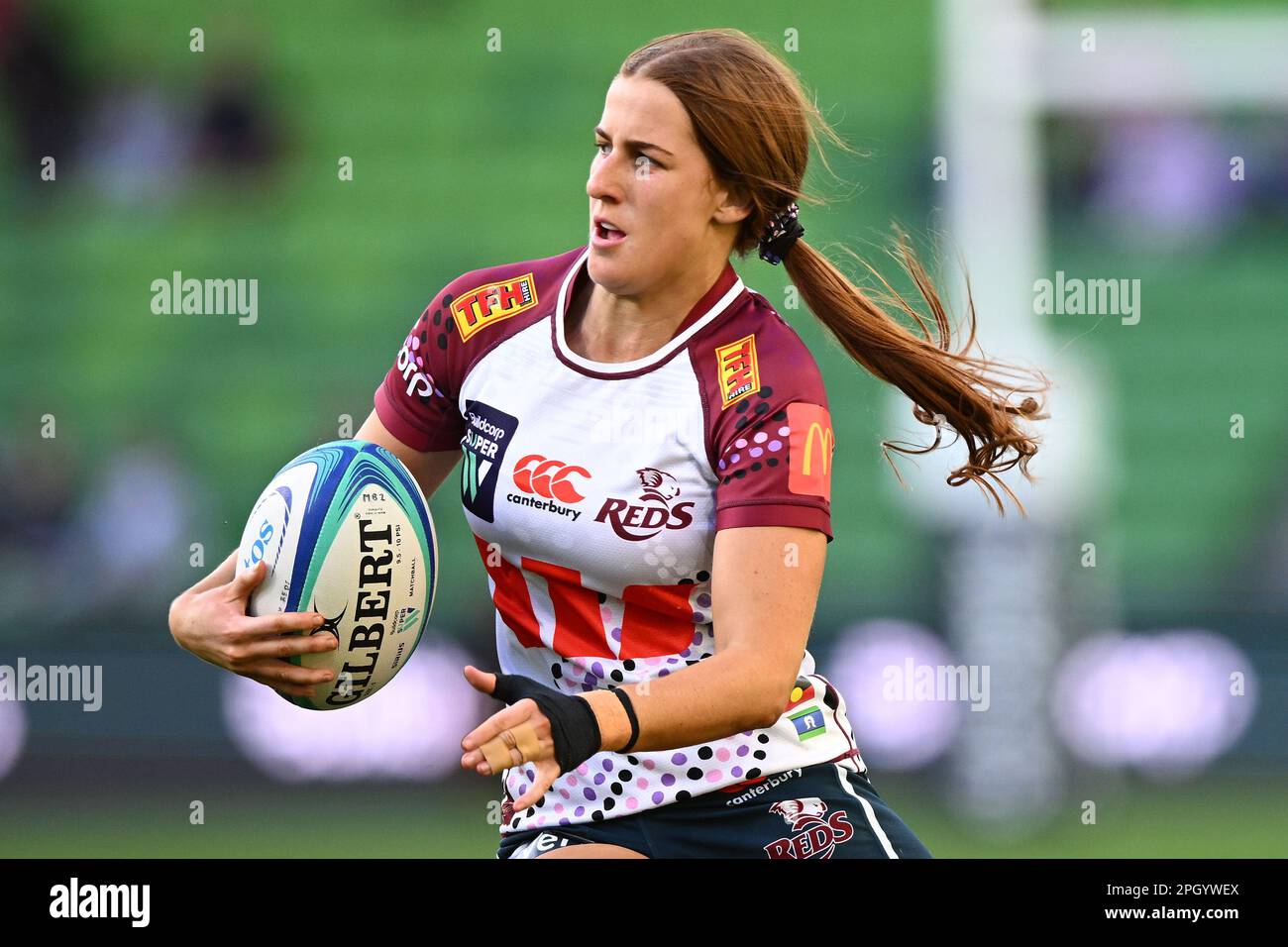 Ellie Draper of the Queensland Reds in action during the Super W Round ...
