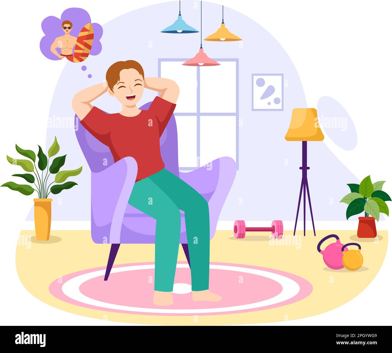 People Daydreaming Illustration with Imagining and Fantasizing in ...
