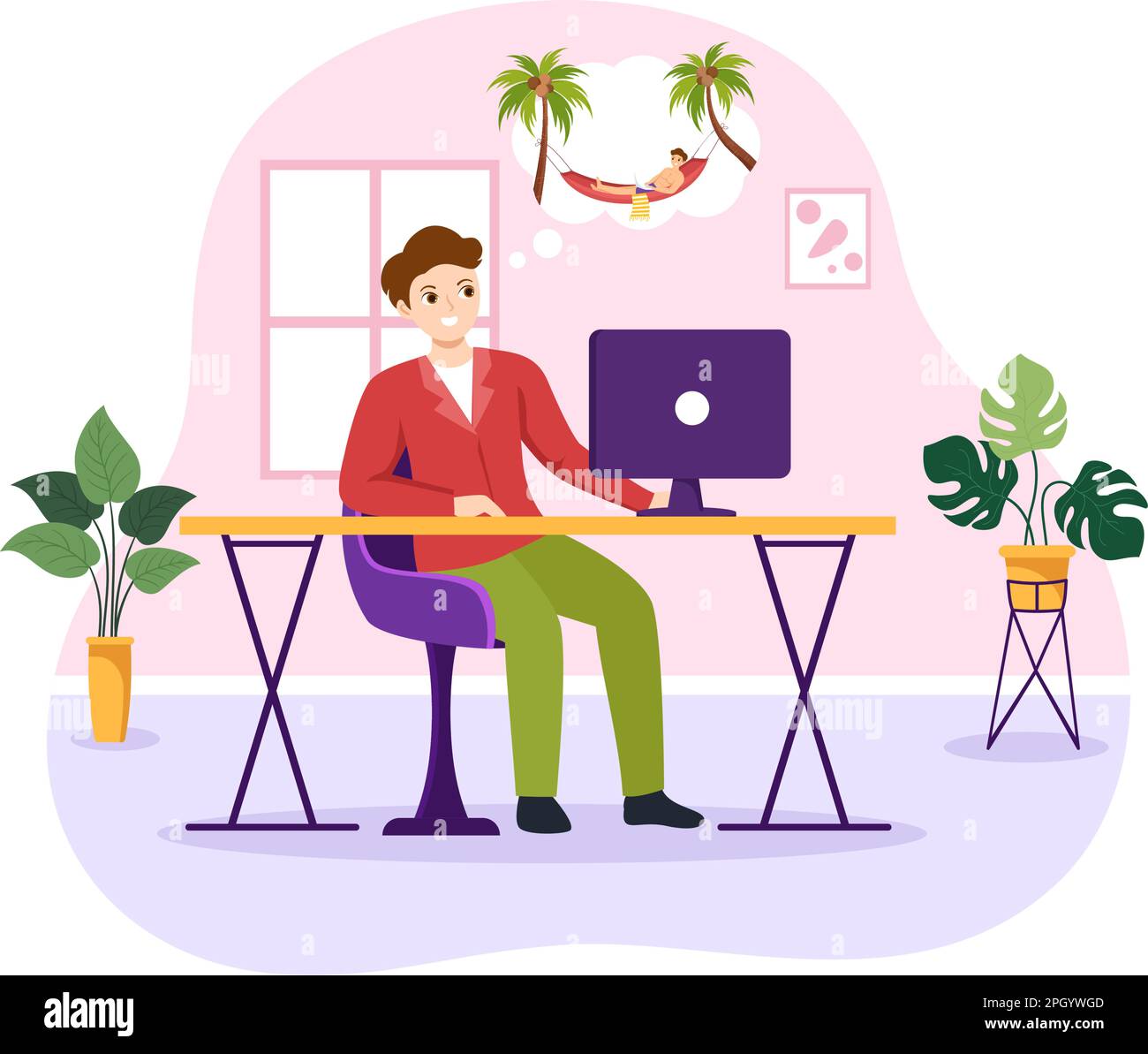 People Daydreaming Illustration with Imagining and Fantasizing in ...