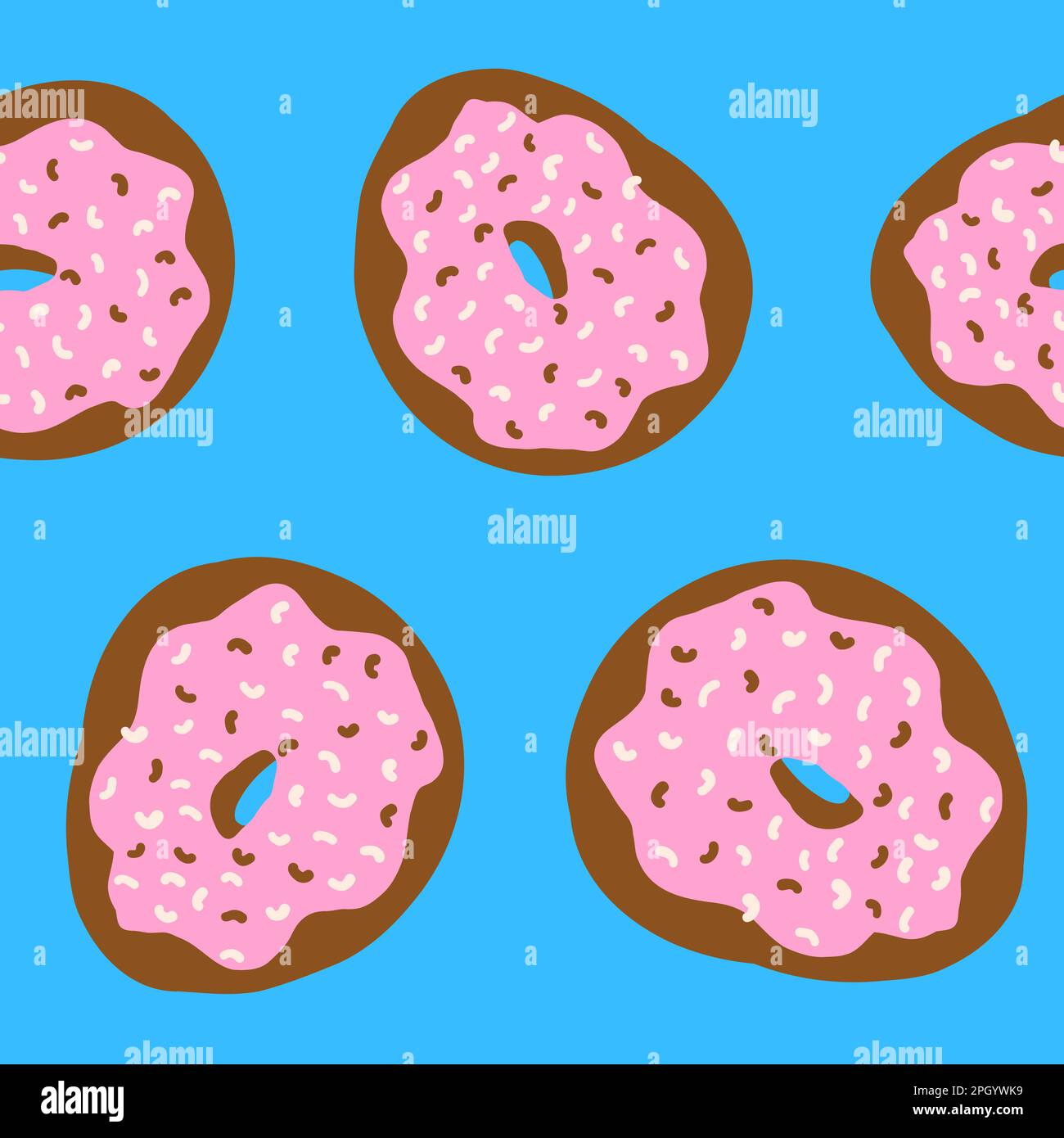Seamless pattern of donut rings in cartoon flat style. Chocolate and ...