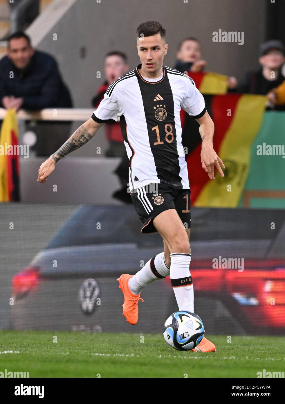 24 March 2023, Hesse, Frankfurt/Main: Soccer, U21 Men: International ...