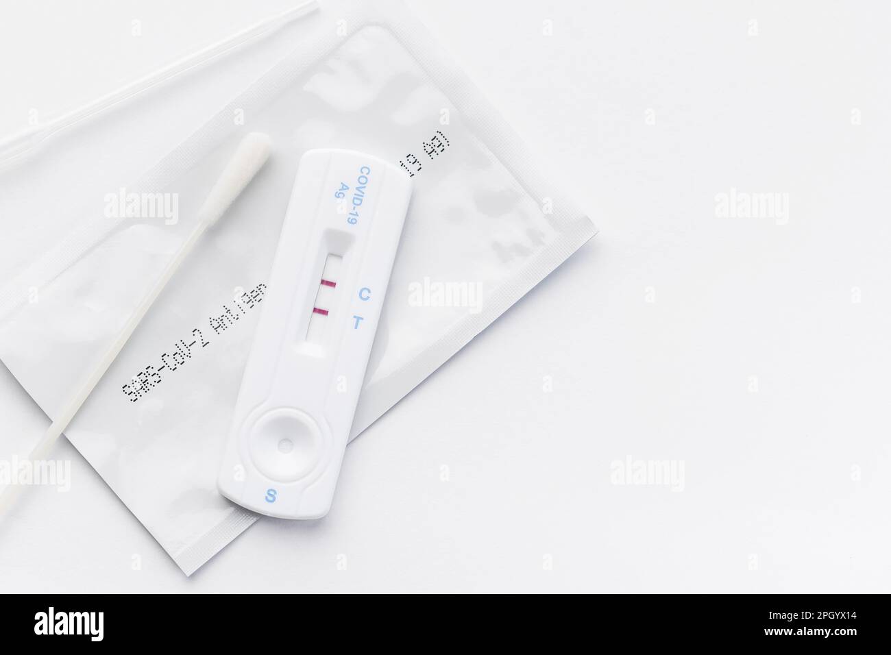Home testing kit for coronavirus on a white background. Negative Covid ...