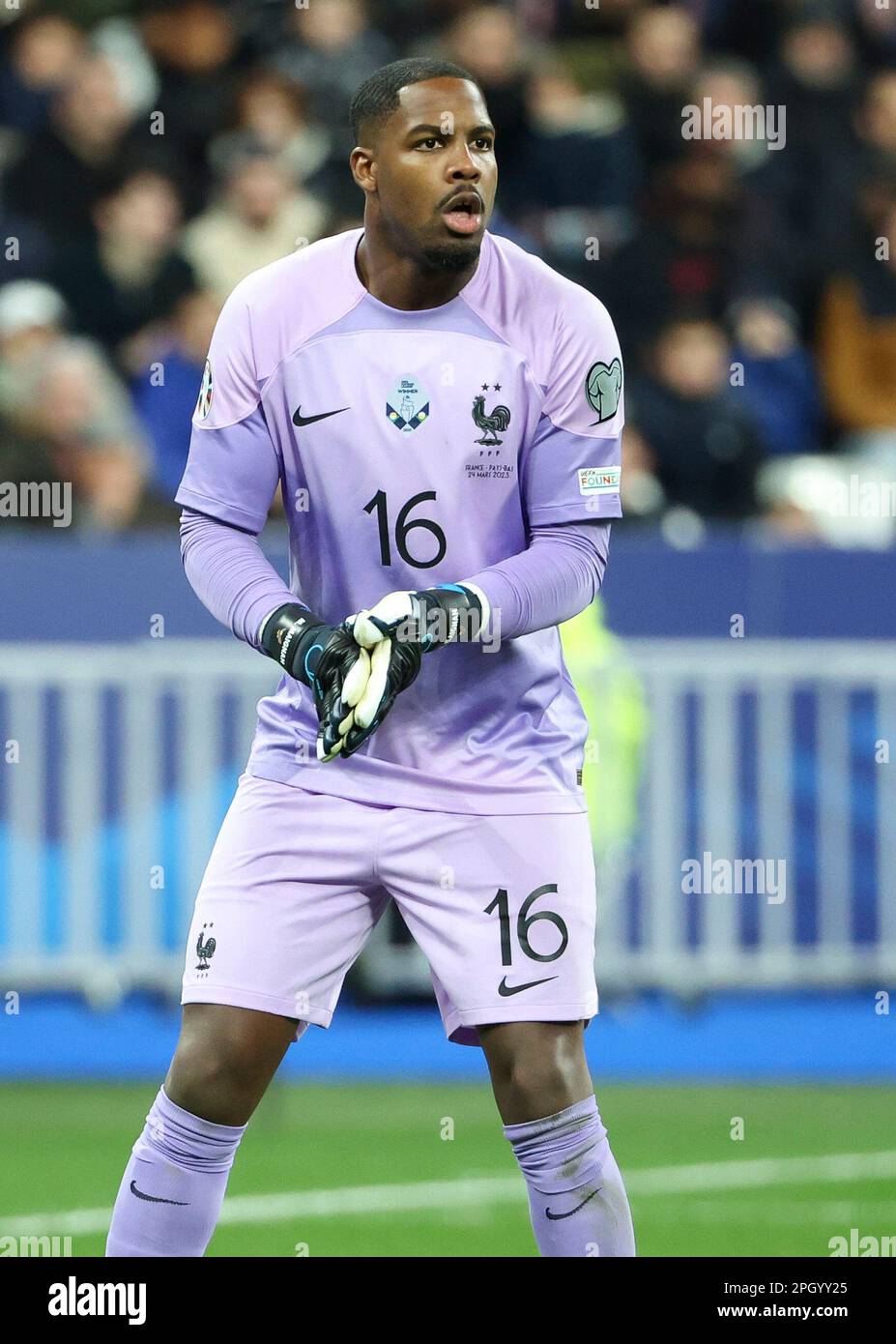 Saint Denis, France. 25th Mar, 2023. France goalkeeper Mike Maignan ...