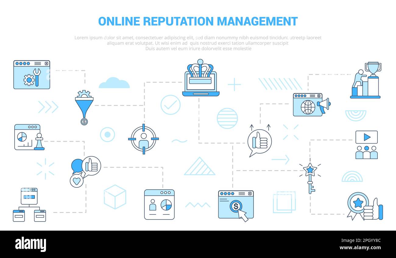 orm online reputation management concept with icon set template banner ...
