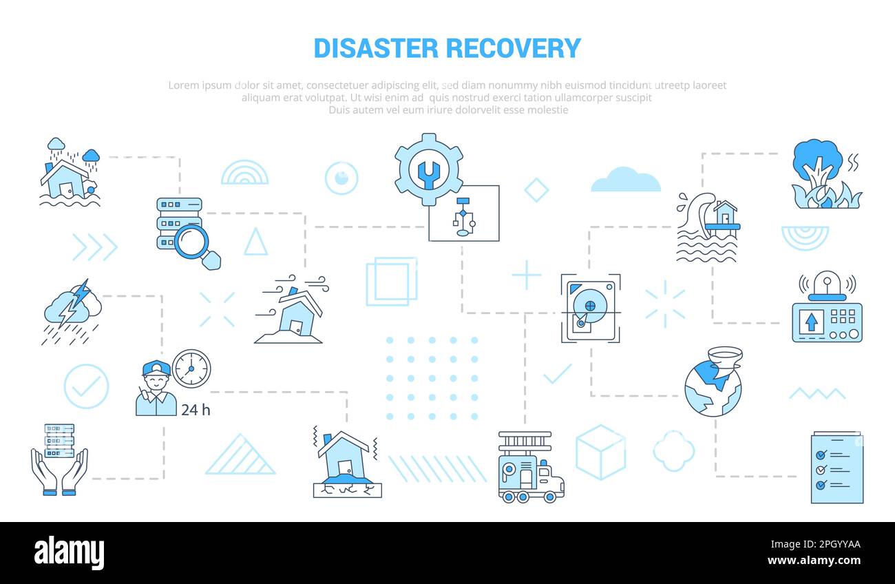 disaster recovery concept with icon set template banner with modern ...