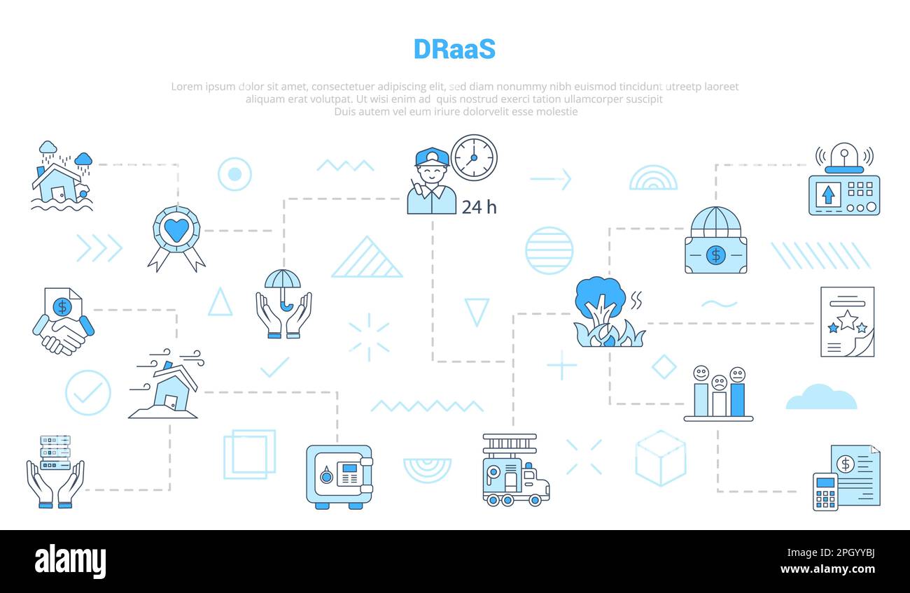 draas disaster recovery as a service concept with icon set template ...