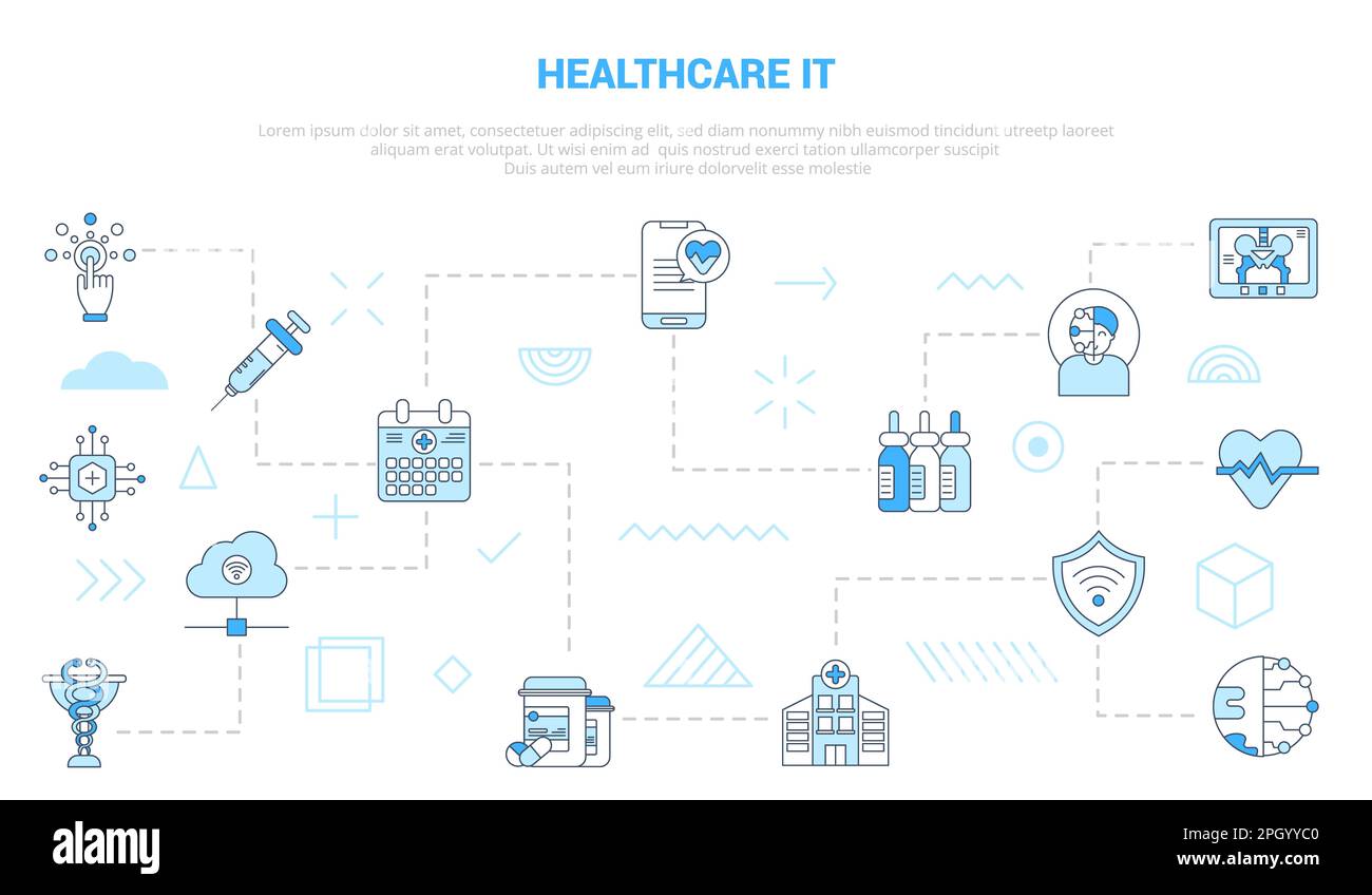 healthcare it technology information concept with icon set template ...
