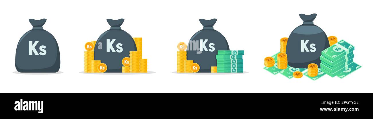 Burmese Kyat Money Bag Icon Set Stock Vector Image & Art - Alamy