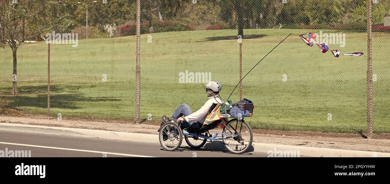 Los Angeles, California USA - March 29, 2021: man rider riding in ...
