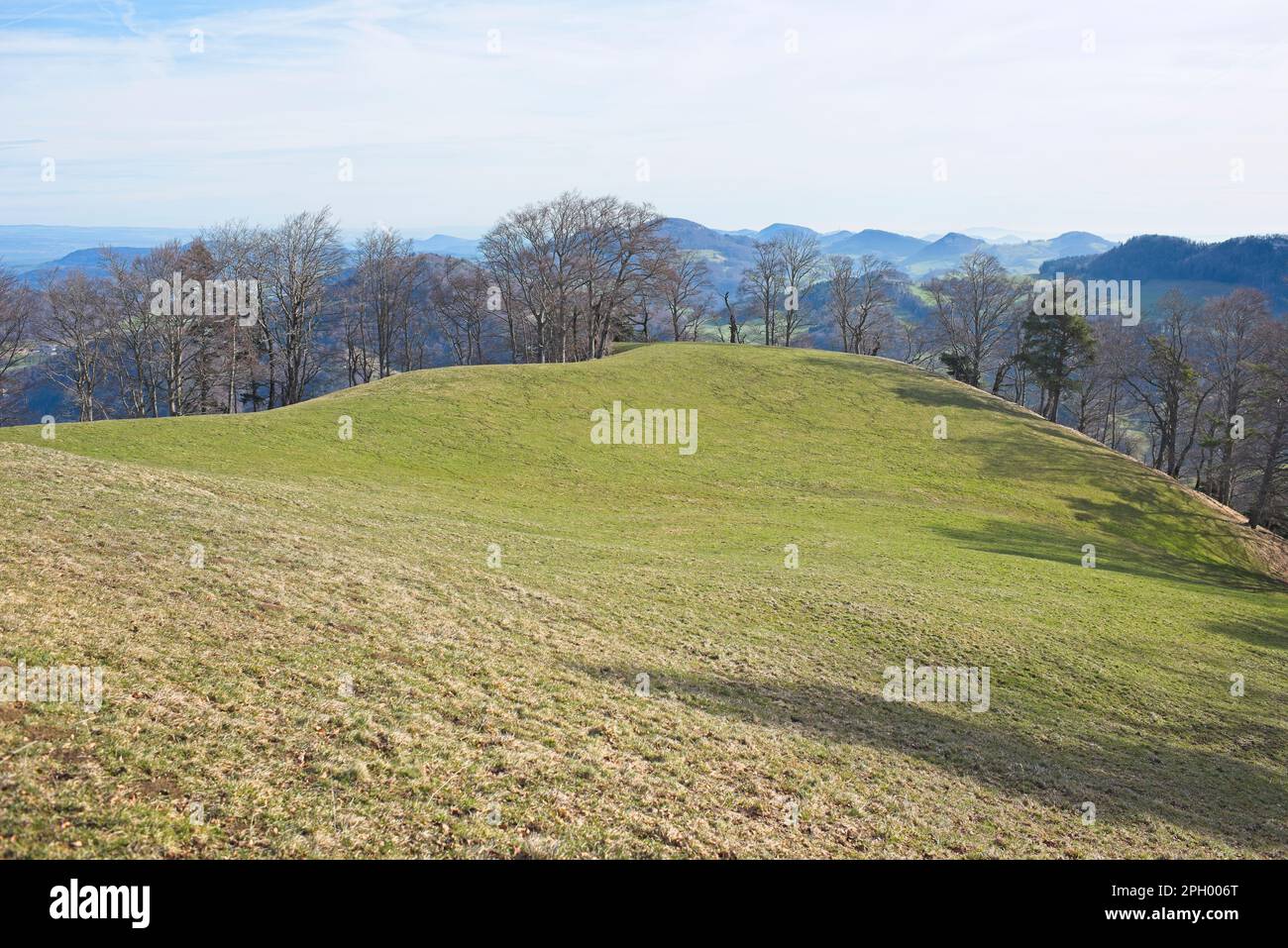 landscape in the swiss jura in the canton of basel land, on one of the ...
