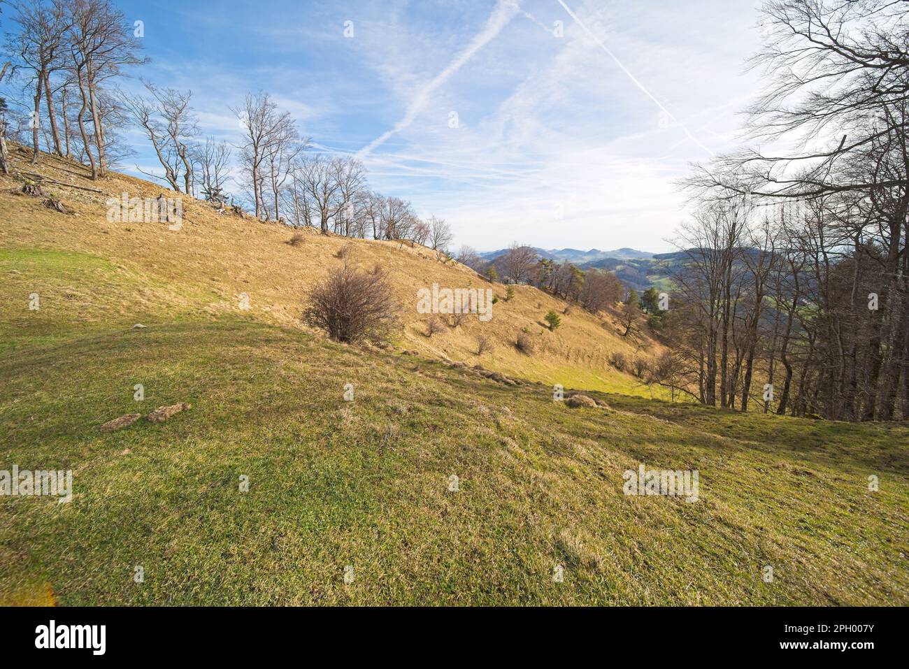 landscape in the swiss jura in the canton of basel land, on one of the ...