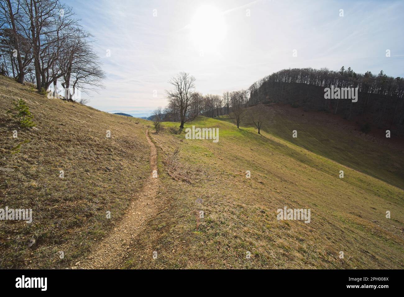 landscape in the swiss jura in the canton of basel land, on one of the ...