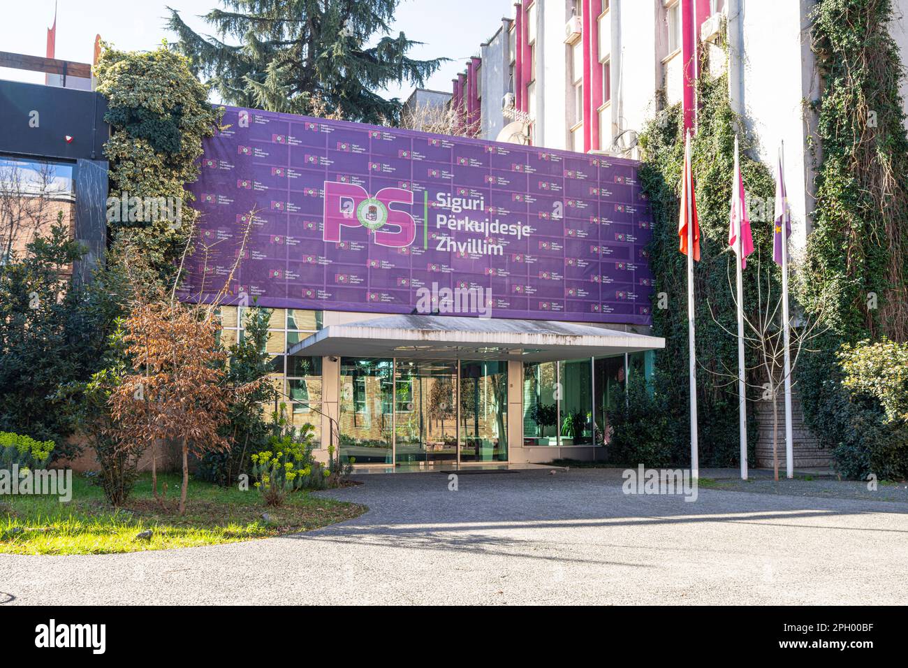 Tirana, Albania. March 2023. external view of the headquarters of the ...
