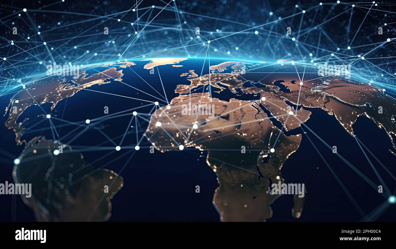 Internet technology, global communication connected around the world ...