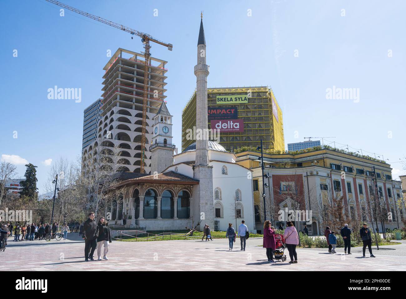 Tirana, Albania. March 2023. exterior view of the Et'hem Bej Mosque in ...