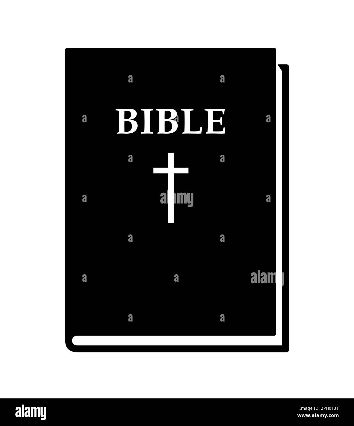Holy bible - black and white closed book vector illustration isolated ...