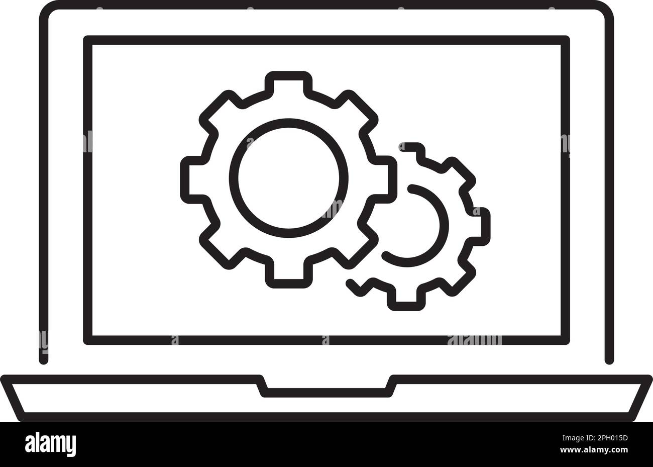 Information technology gears, laptop vector icon illustration Stock ...