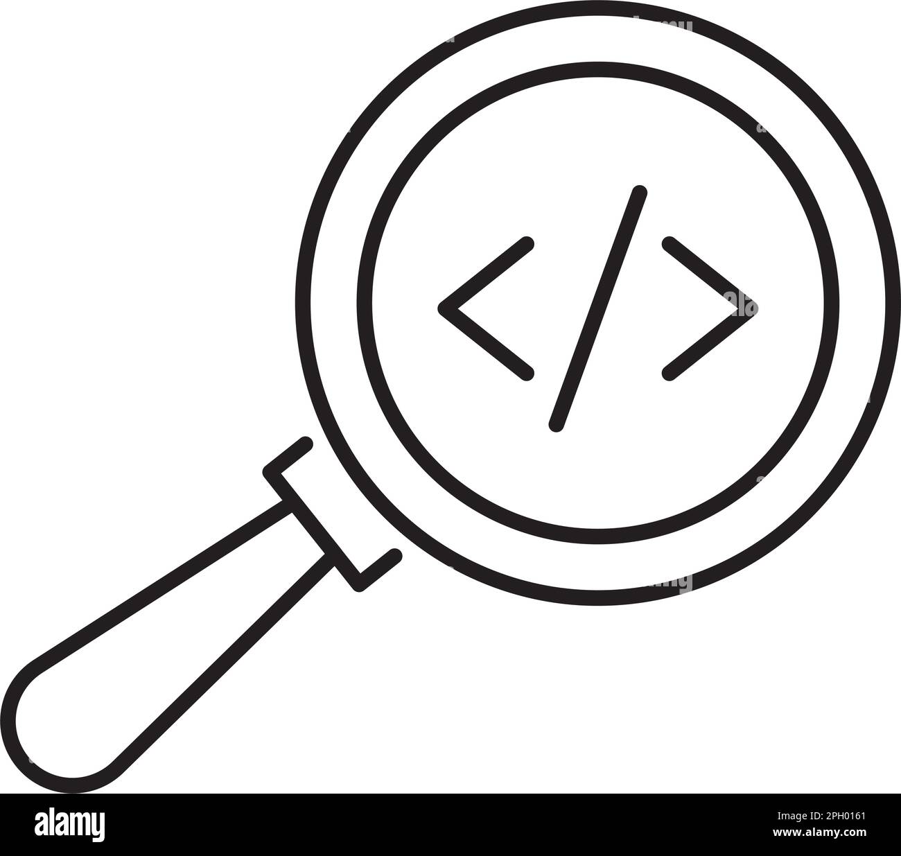 Information technology magnifying glass, code vector icon illustration ...