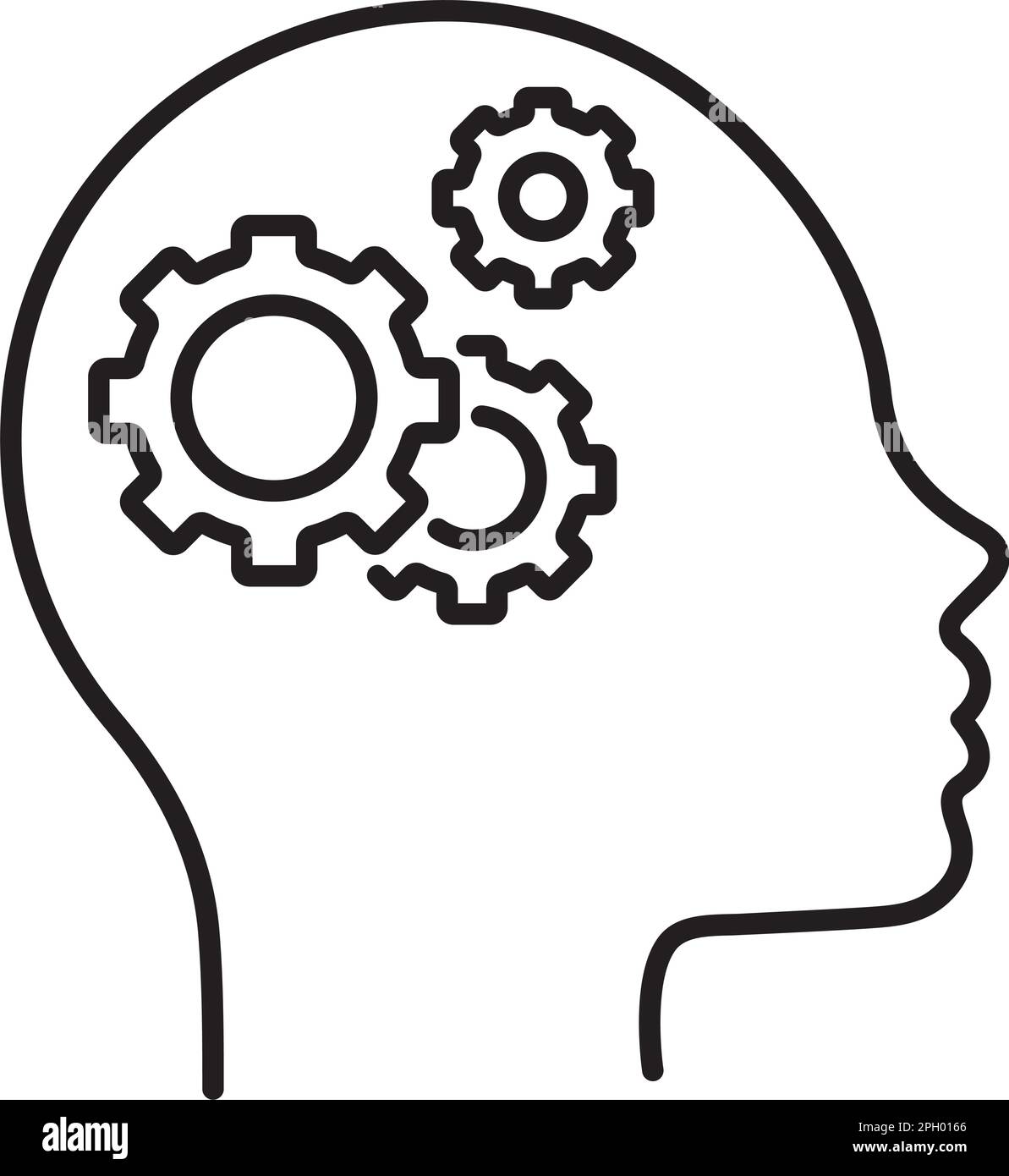 Information technology head, silhouette, gear vector icon illustration ...